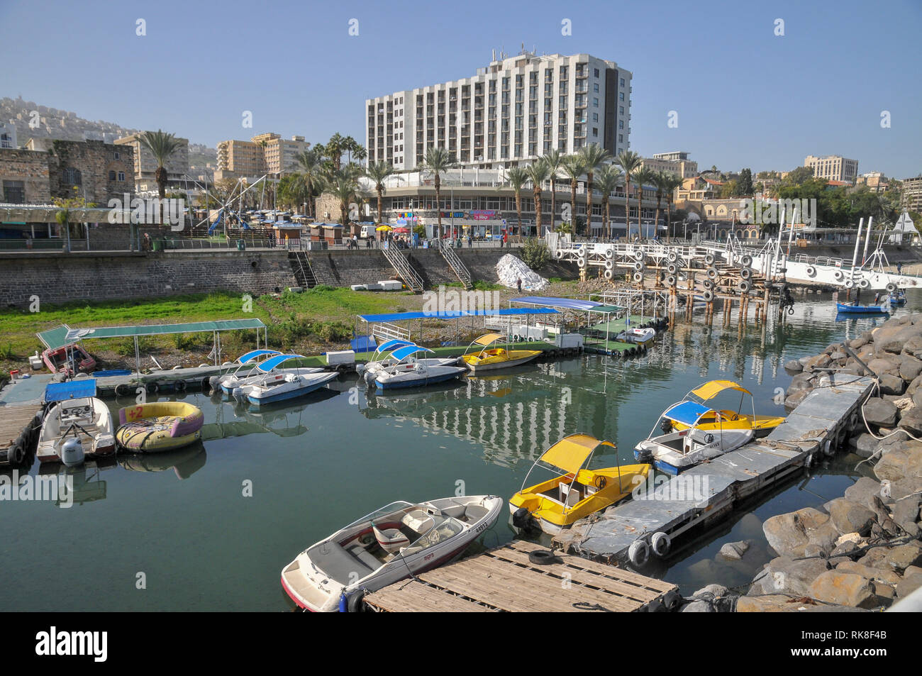 Israel, Tiberias, Fishing Harbour on the Sea of Galilee Stock Photo - Alamy