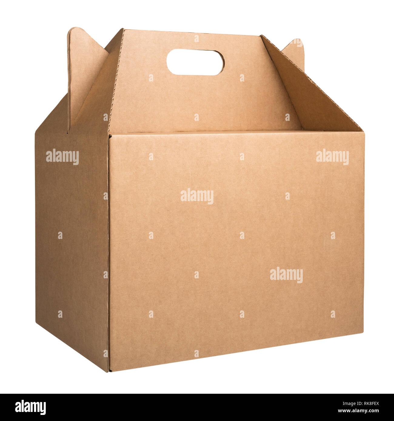 Cardboard box with handle isolated on white background. Delivery ...