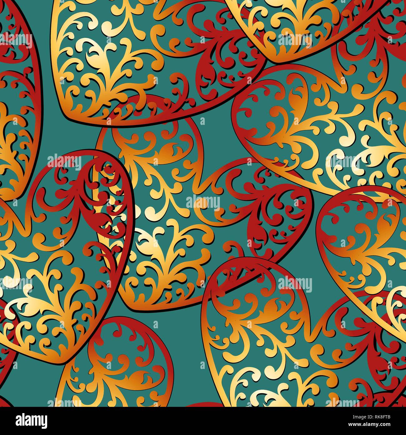 Vector seamless pattern of hearts background. Endless illustration can ...