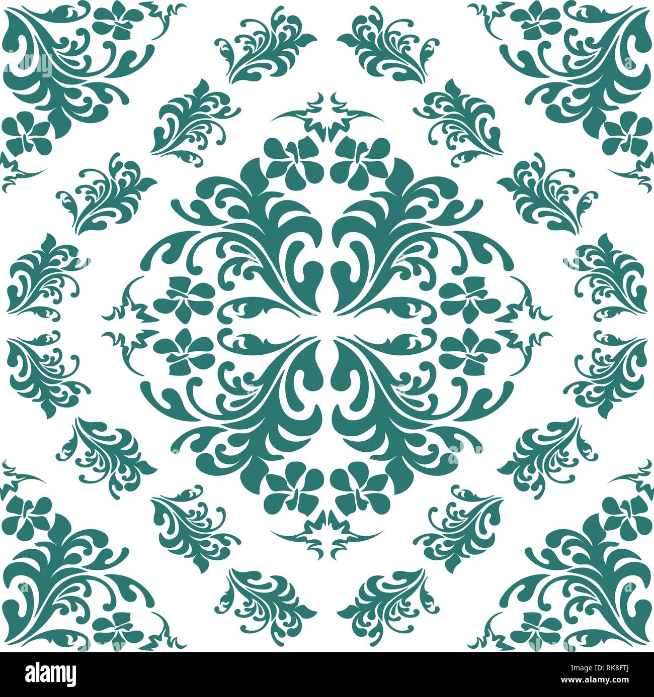 Damask seamless floral background pattern. Vector illustration Stock ...