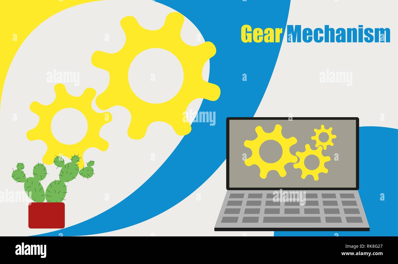 Gear mechanical vector illustration concept, people solved the problem ...