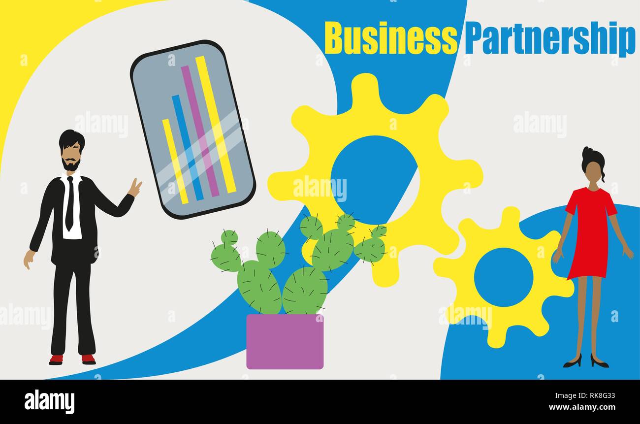 Business partnership vector illustration concept, people,solve, can be ...