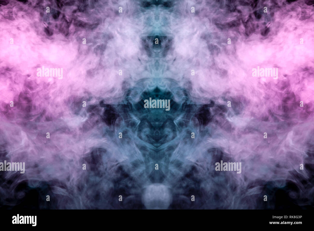 A multi-colored pattern of purple and blue smoke of a mystical shape in ...