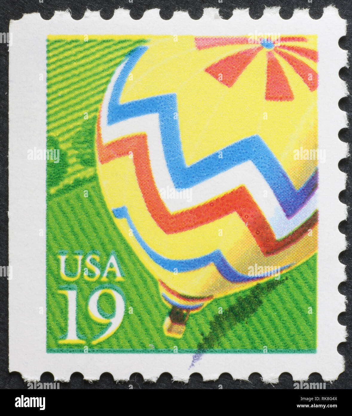 Hot air balloon on american postage stamp Stock Photo - Alamy