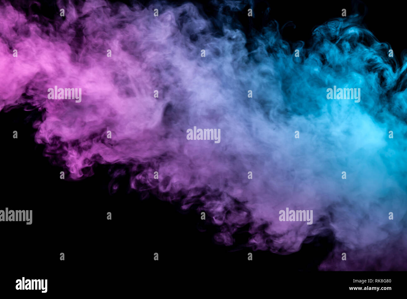 Translucent, thick smoke, illuminated by light against a dark ...