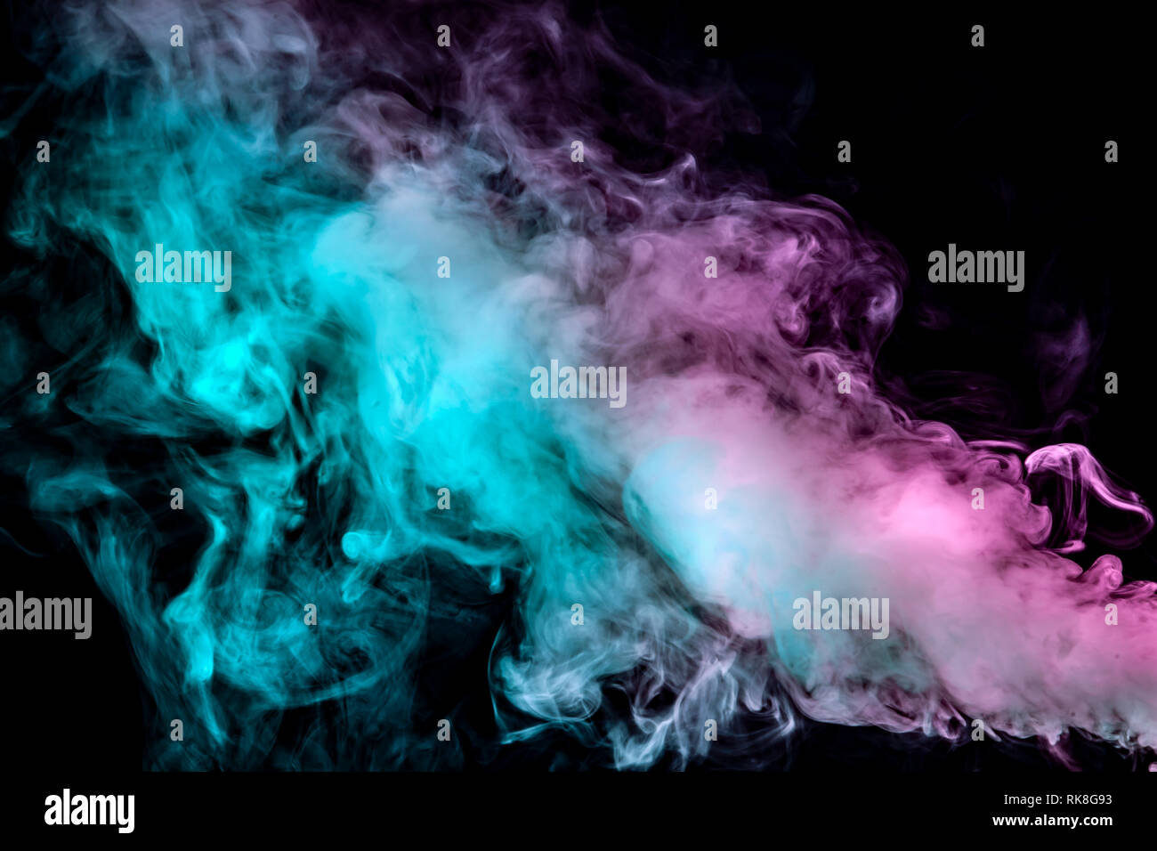 Translucent, thick smoke, illuminated by light against a dark ...