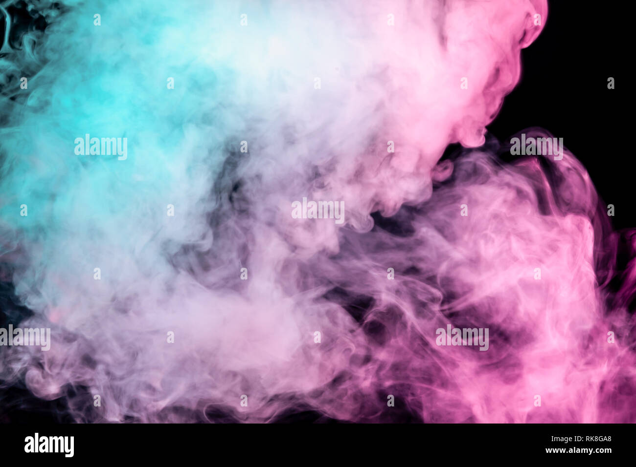 Translucent, thick smoke, illuminated by light against a dark ...