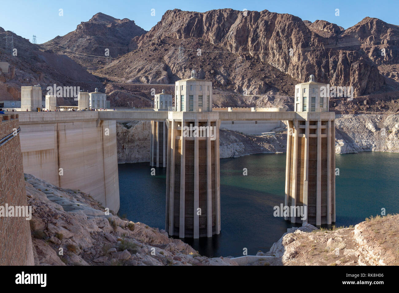 Pair of water intakes to the Hoover Dam, Clark County, Nevada, United ...