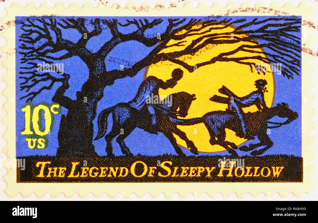 Legend of sleepy hollow on american postage stamp Stock Photo - Alamy