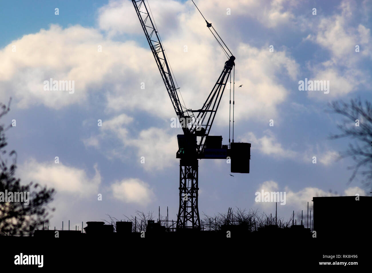 Crane on a warm day in Cardiff Stock Photo - Alamy