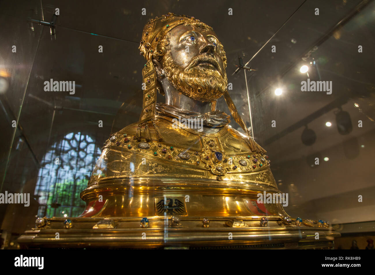 Silver and gold statue of Saint Servatius in the basilic of Maastricht ...