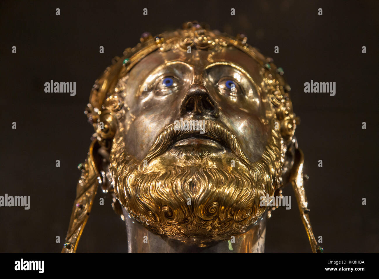 Silver and gold statue of Saint Servatius in the basilic of Maastricht ...