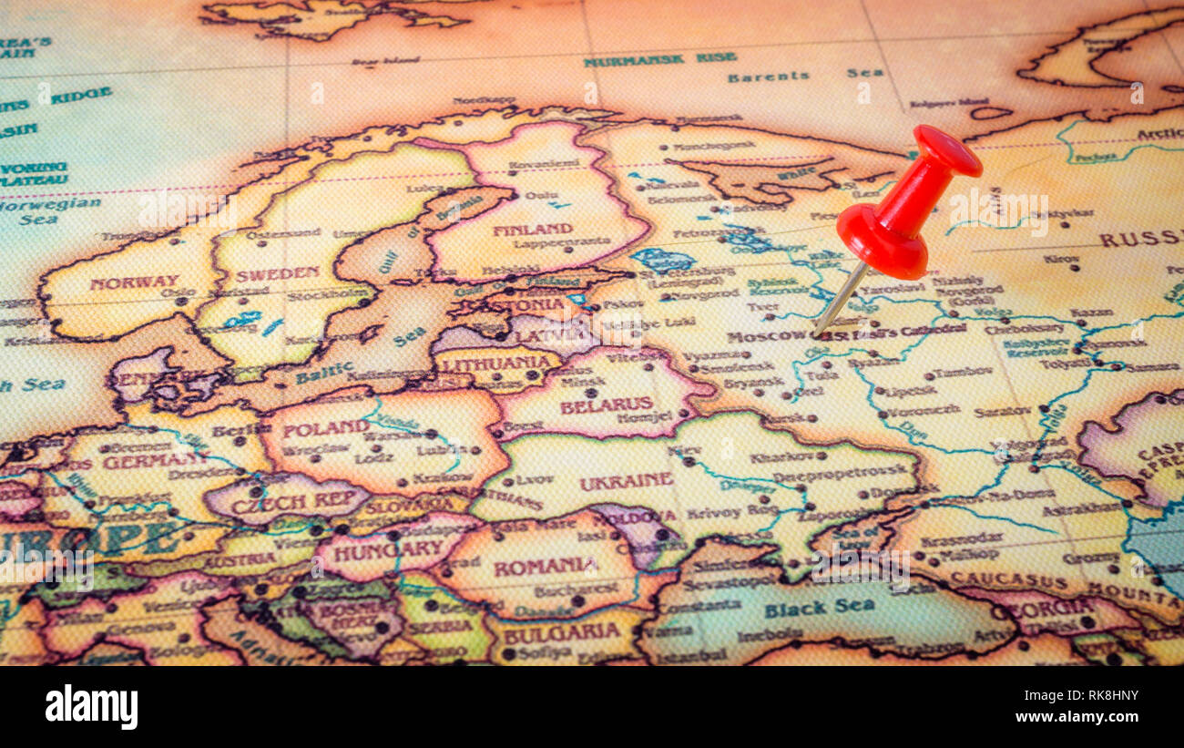 Russia map pin hi-res stock photography and images - Alamy
