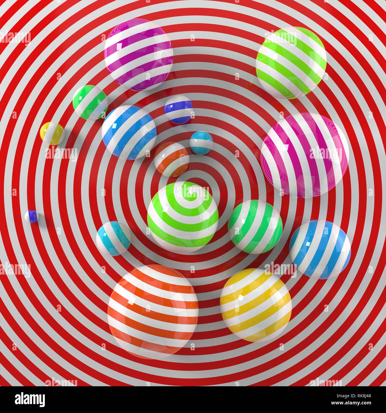modern art concept with stripe painted balls. suitable for illusion ...