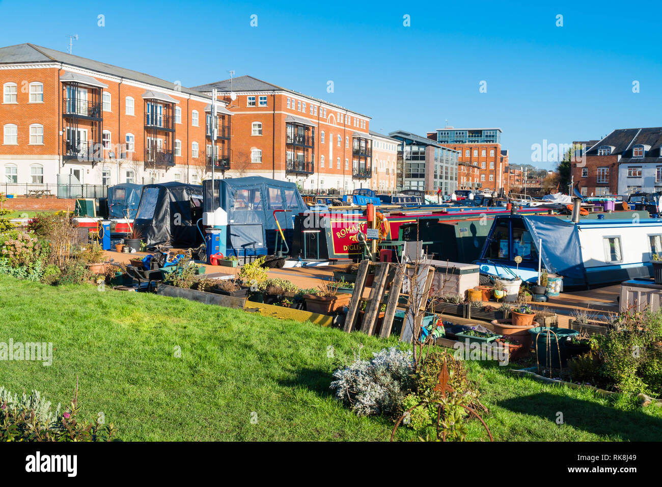 Canal boats moored in the Diglis Basin Marina Worcester England UK ...