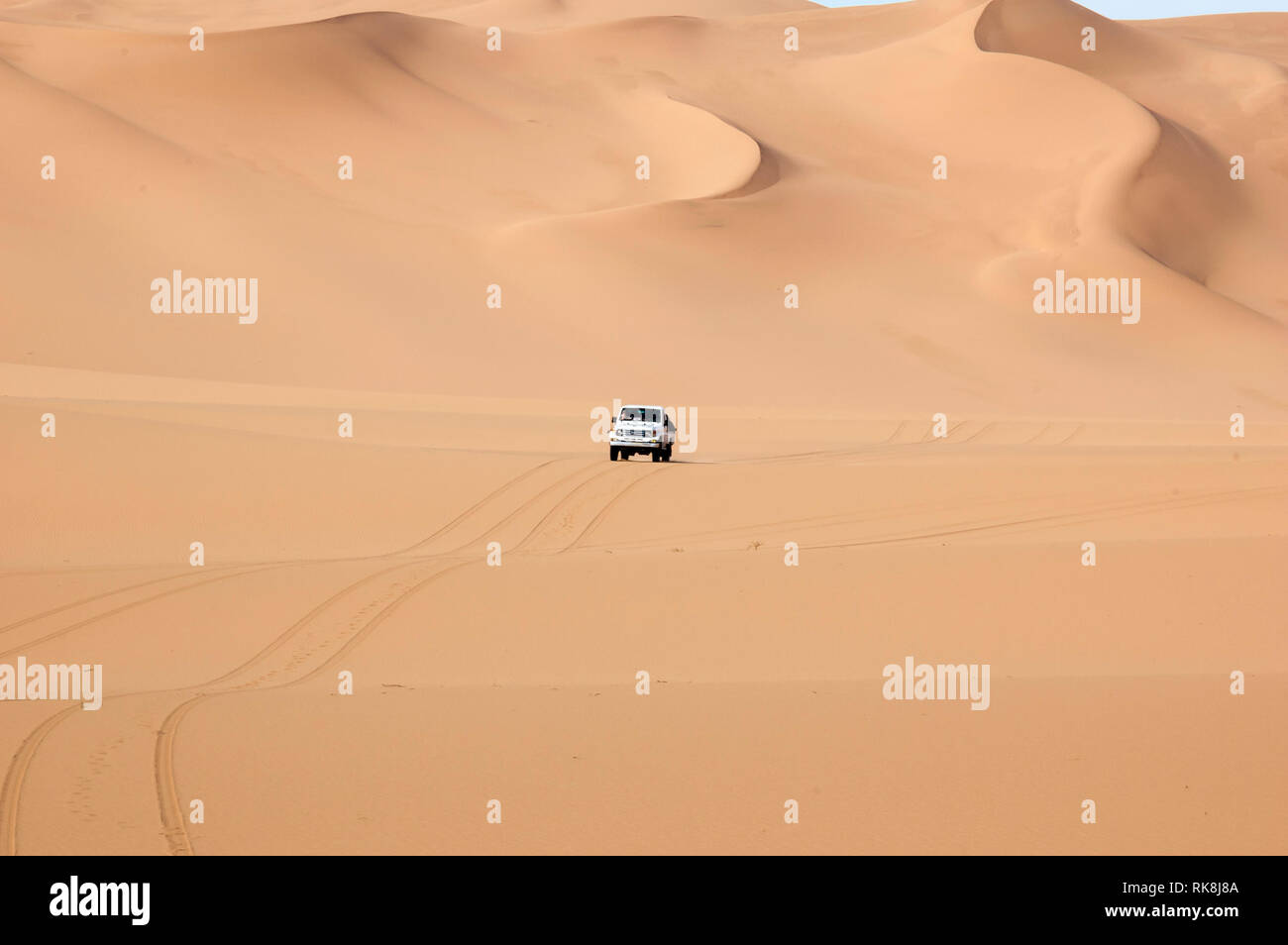 off road with a 4x4 vehicle in the dunes of the Libyan sahara desert ...