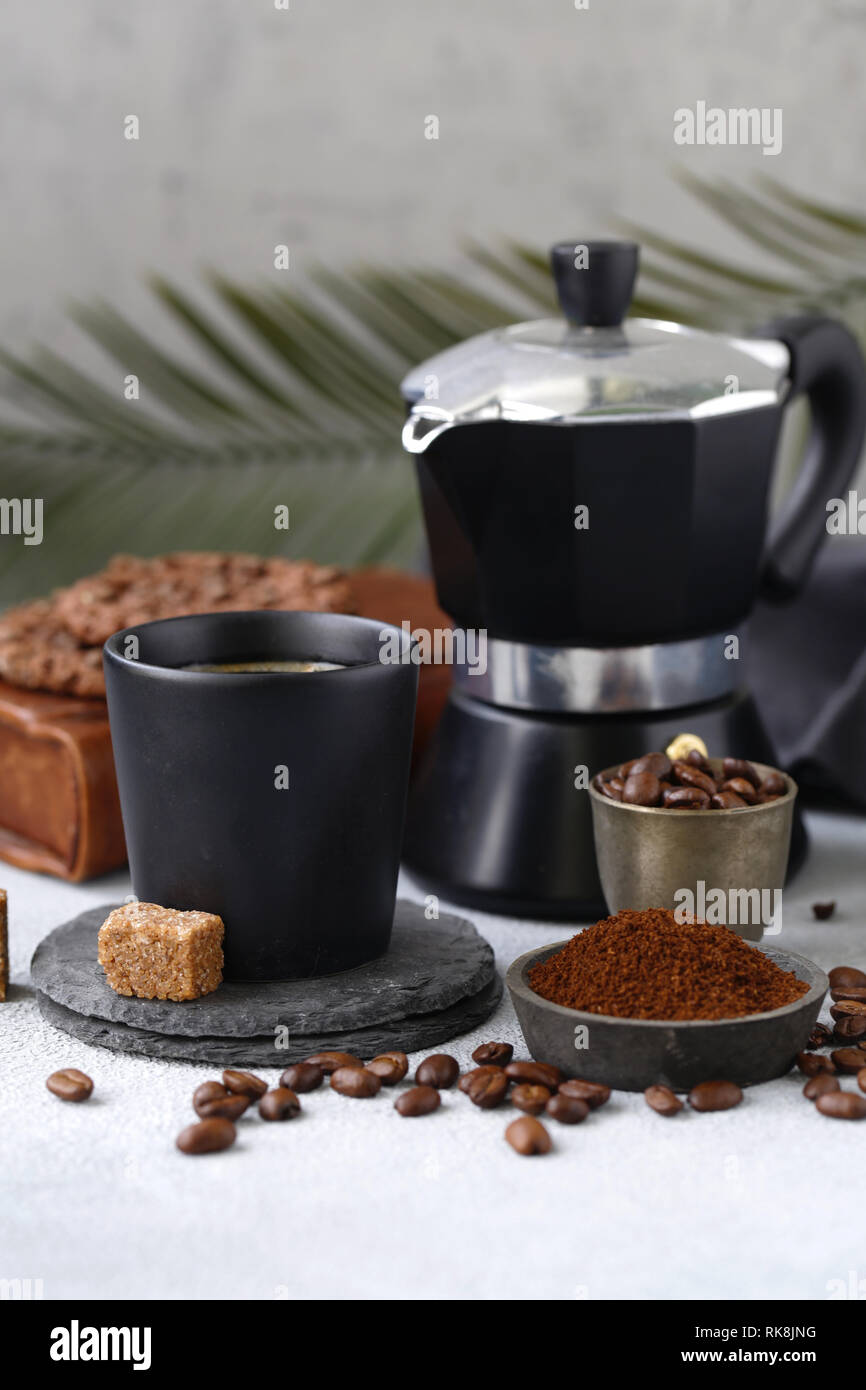 still life of coffee, grains and ground Stock Photo - Alamy