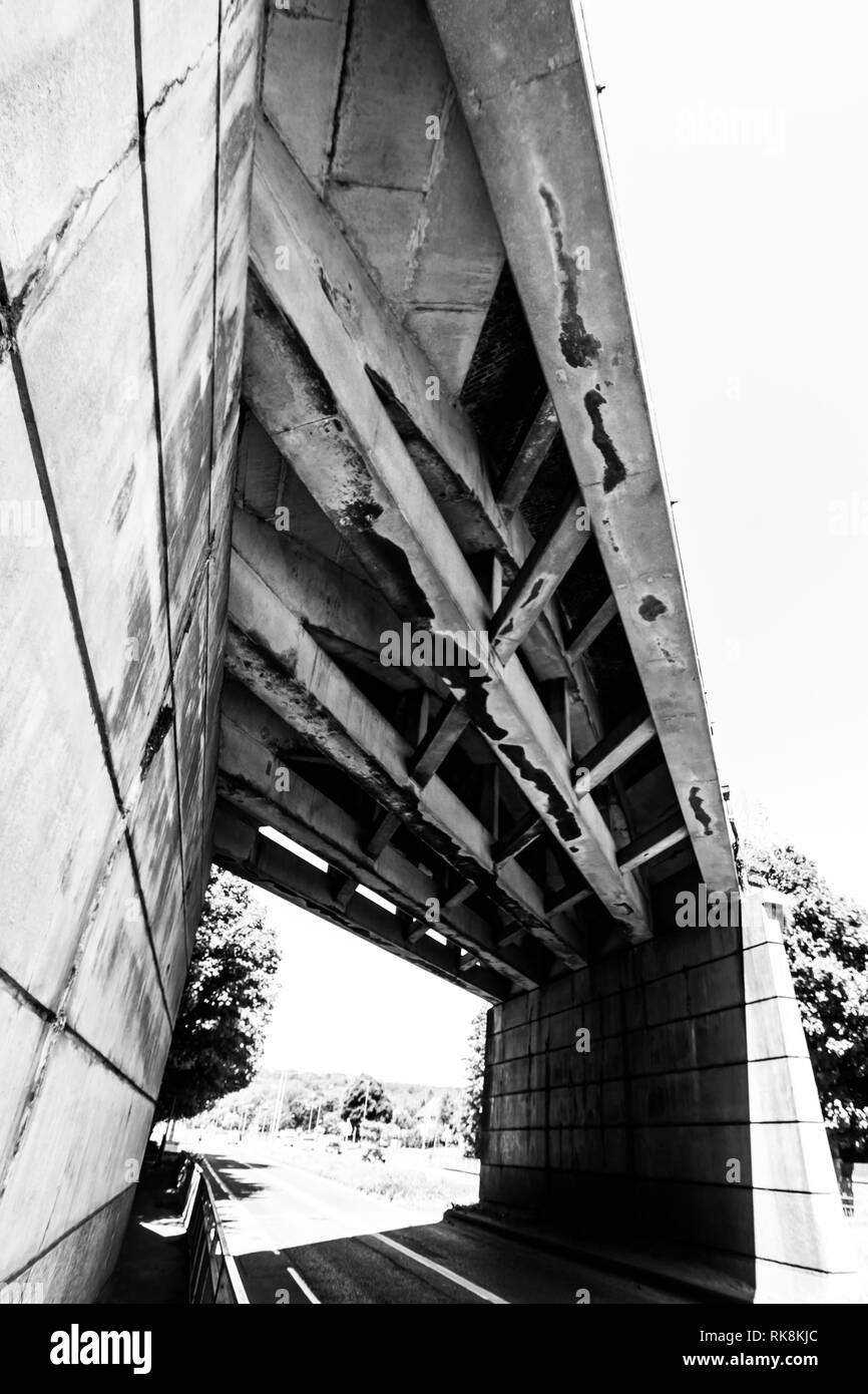 Black and white photo of road bridge in Brighton, England Stock Photo ...