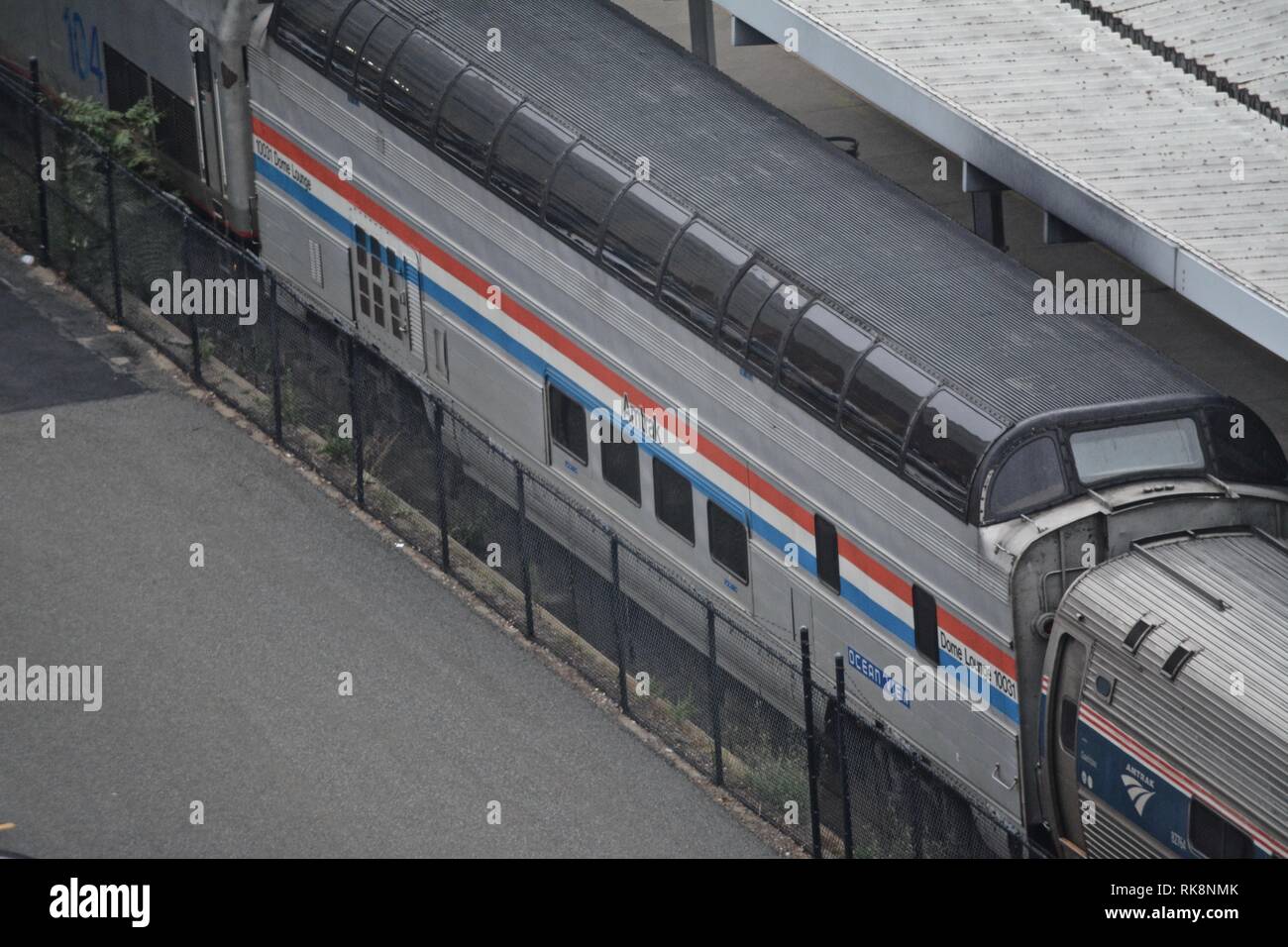 Amtrak and MBTA trains at the terminals of Boston's North Station as ...