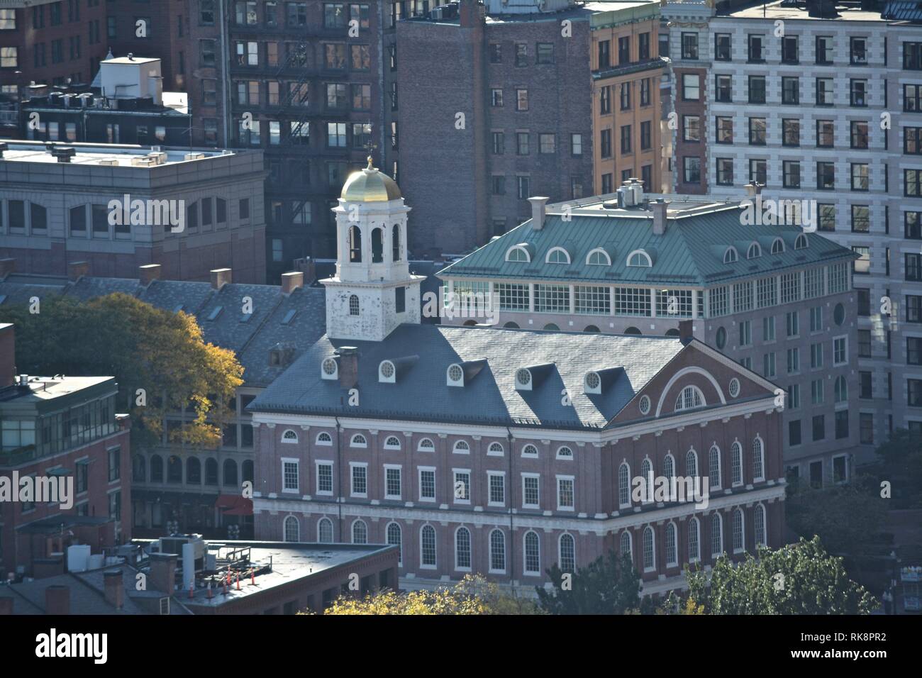 The Boston skyline as seen from a private residential observation deck ...