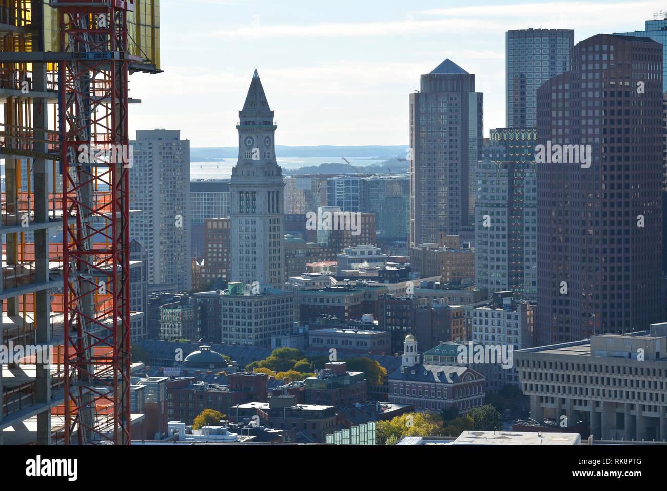 The Boston skyline as seen from a private residential observation deck ...