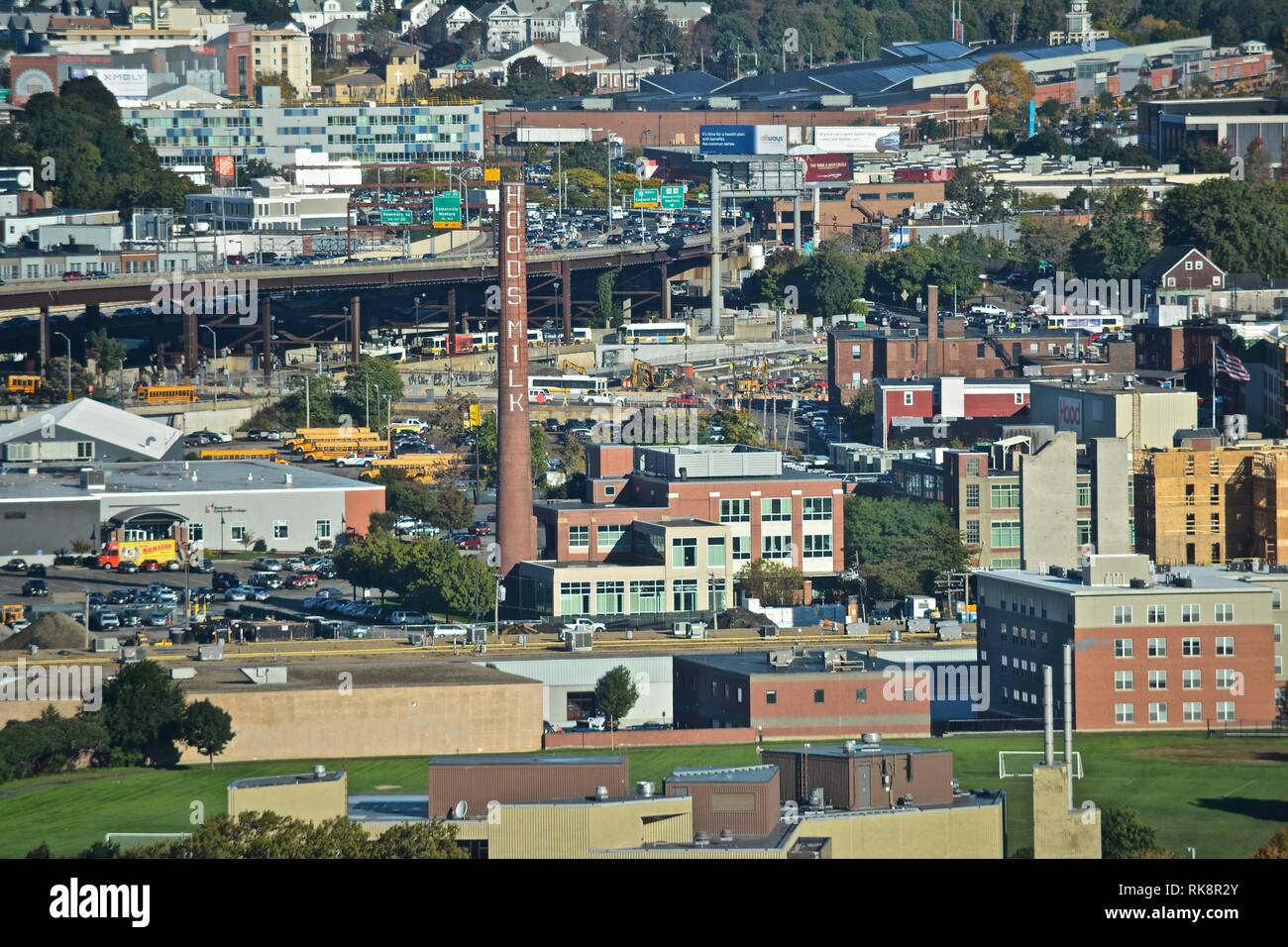 The Boston skyline as seen from a private residential observation deck ...