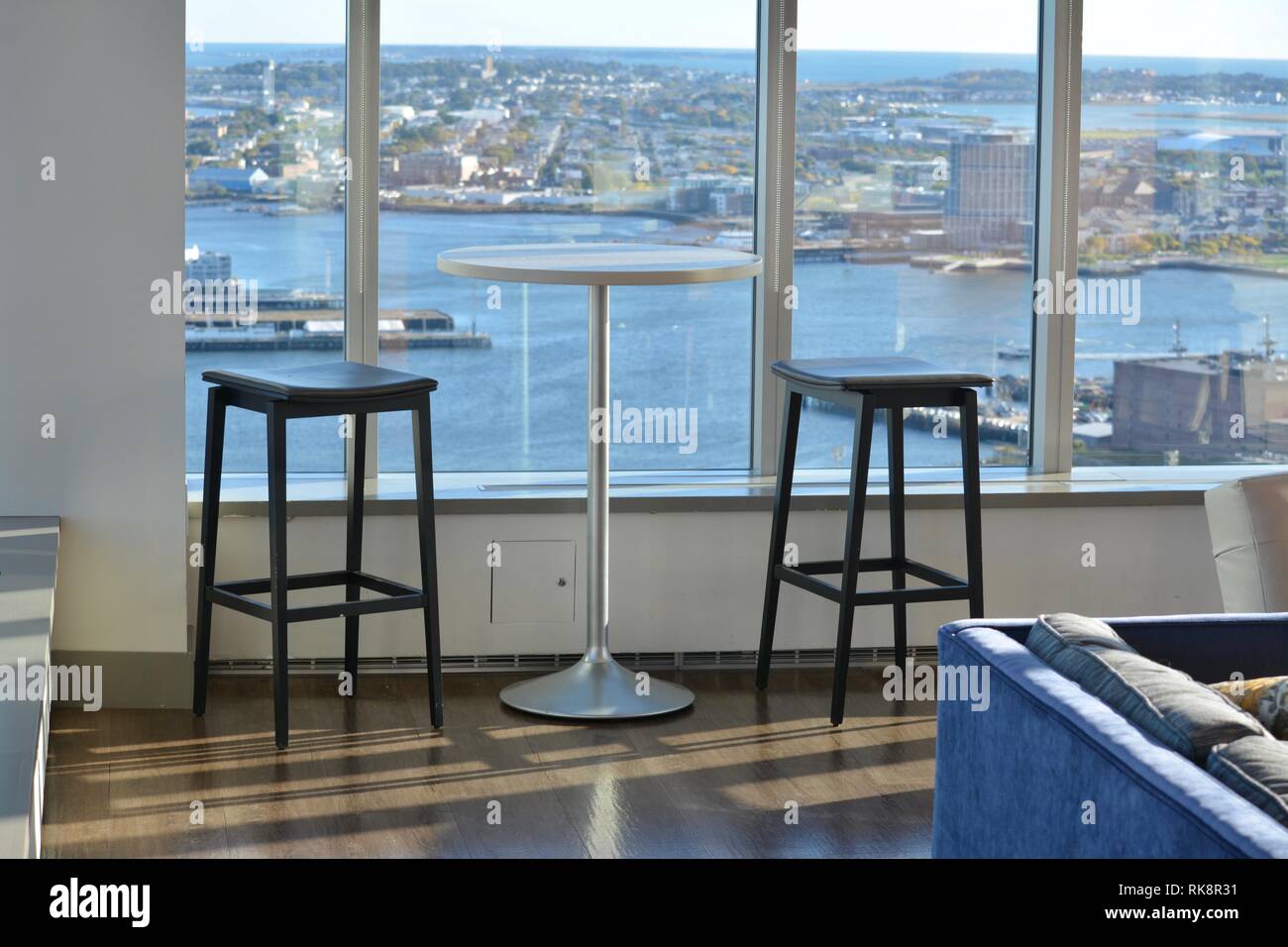 The Boston skyline as seen from a private residential observation deck ...