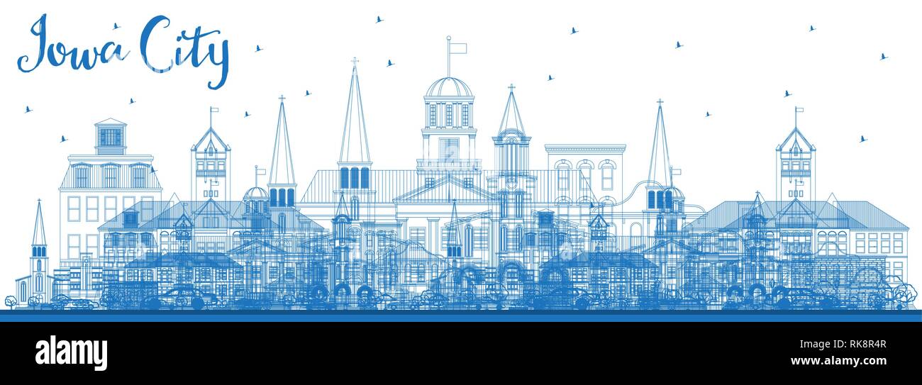 Outline Iowa City Skyline with Blue Buildings. Vector Illustration ...