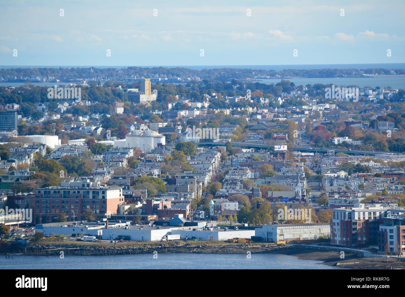 The Boston skyline as seen from a private residential observation deck ...
