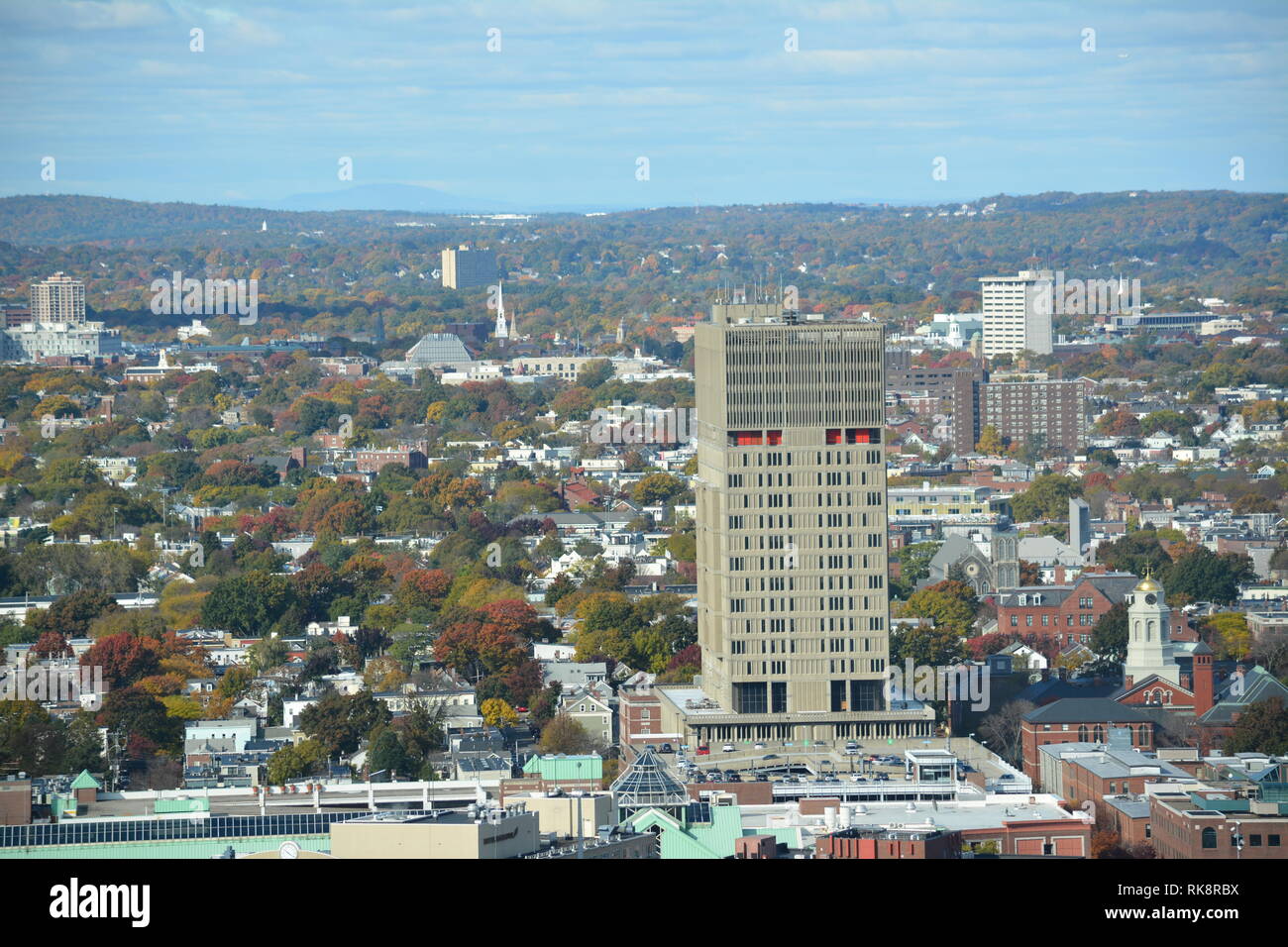 The Boston skyline as seen from a private residential observation deck ...