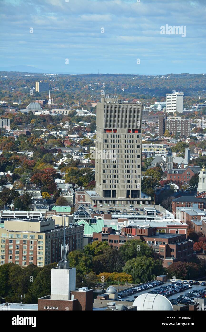 The Boston skyline as seen from a private residential observation deck ...