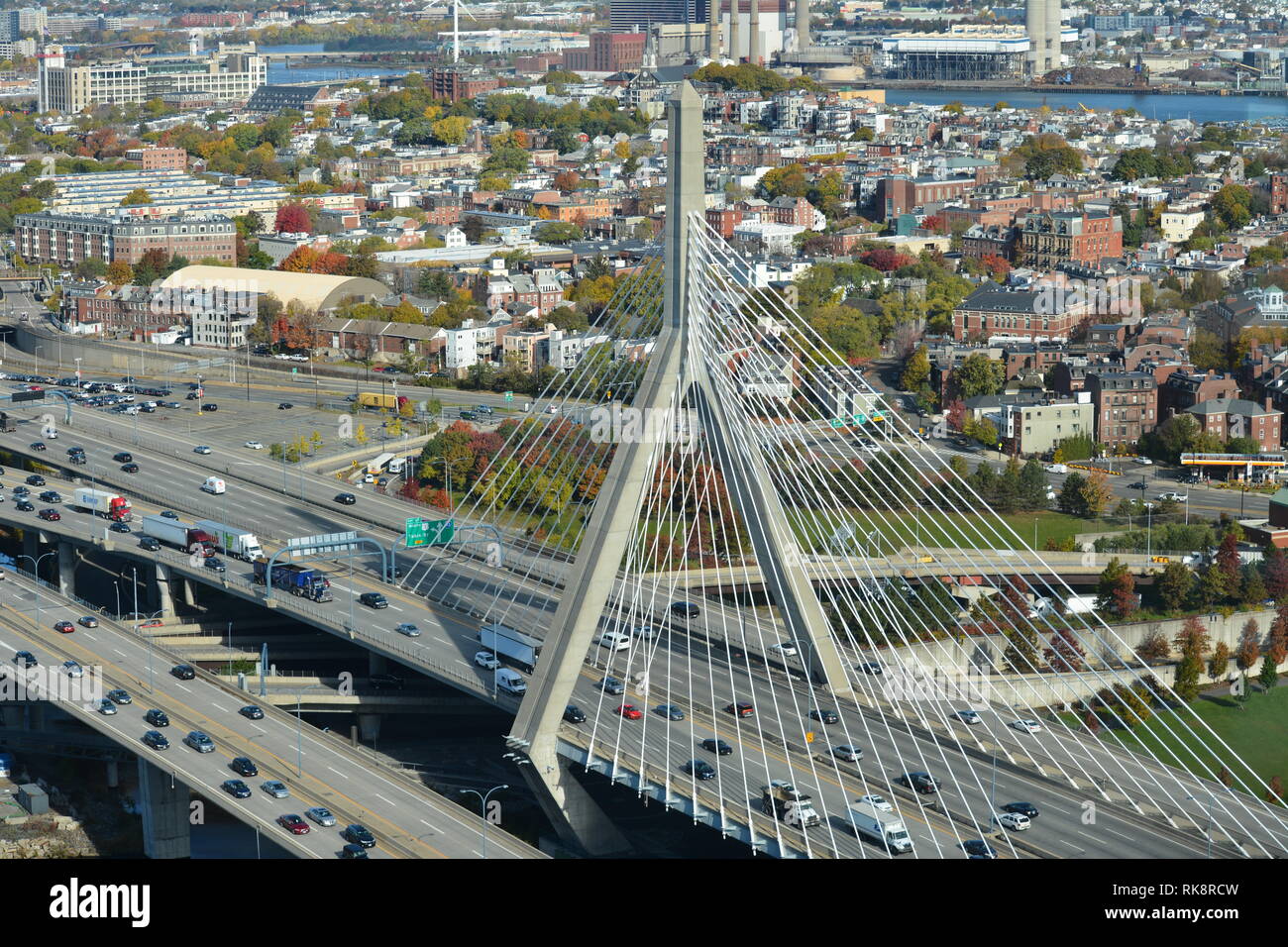 The iconic Leonard P. Zakim Biunker Hill Memorial bridge suspension ...