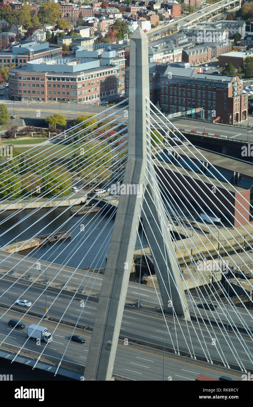 The iconic Leonard P. Zakim Biunker Hill Memorial bridge suspension ...
