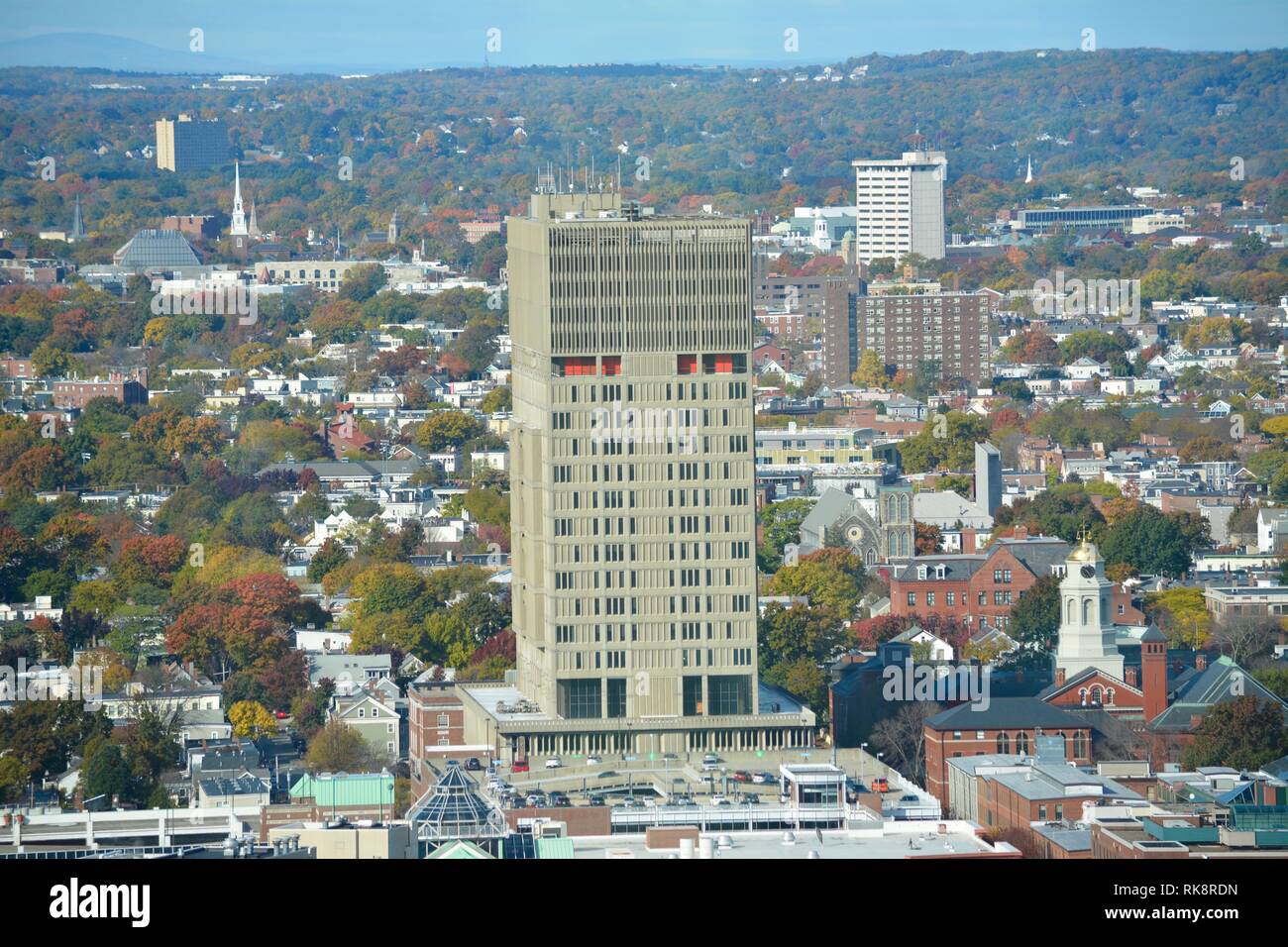 The Boston skyline as seen from a private residential observation deck ...