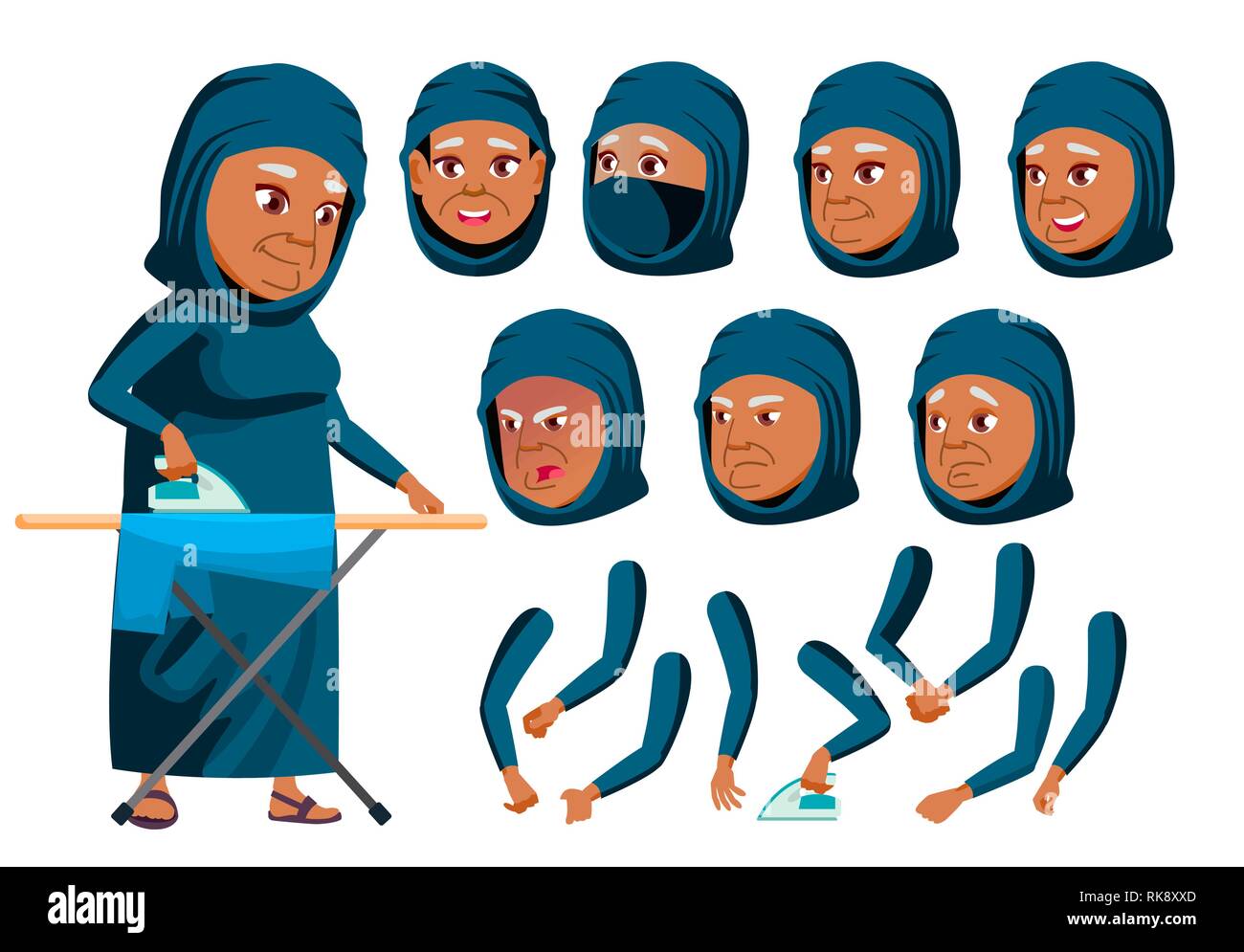 Arab, Muslim Old Woman Vector. Senior Person. Aged, Elderly People ...