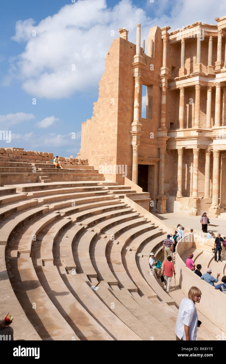 Archaeological Site of Sabratha, Libya - 10/31/2006: Tourists at the ...