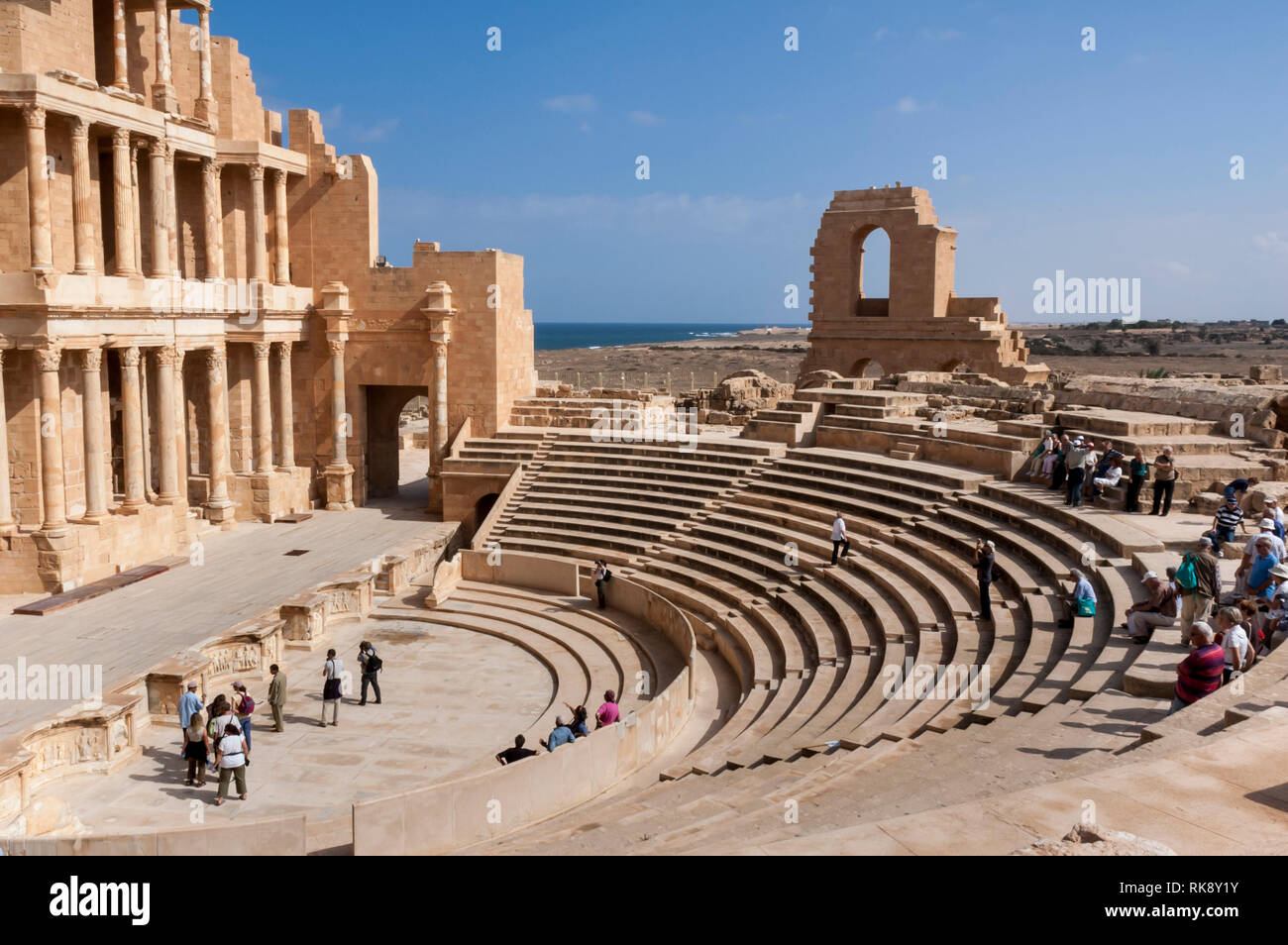 Archaeological Site of Sabratha, Libya - 10/31/2006: Tourists at the ...