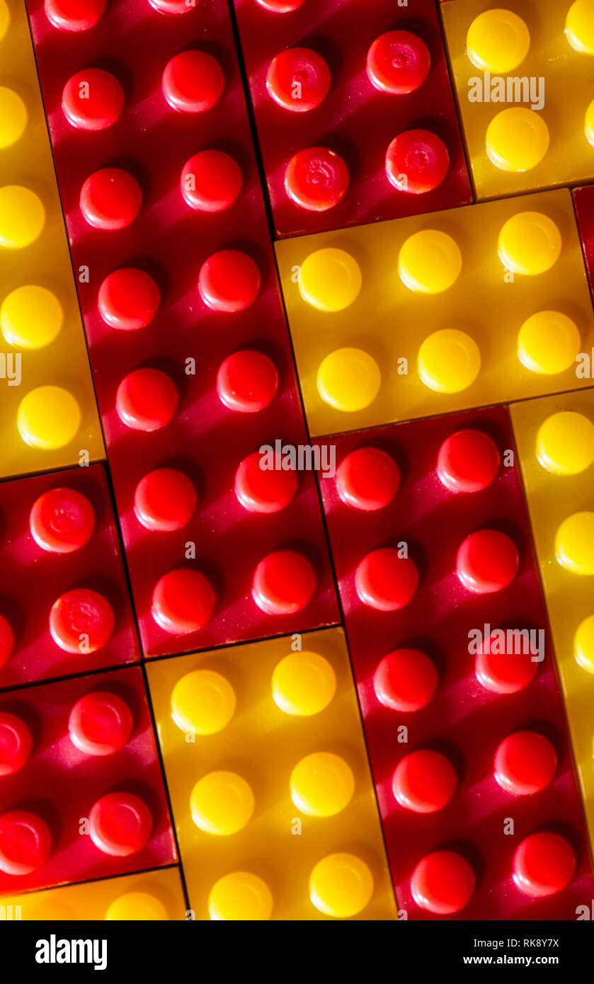 Plastic geometric cubes. Construction toy solid background from ...