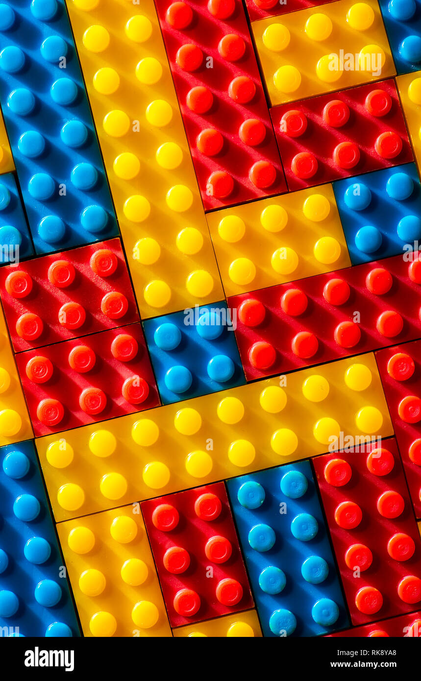 Plastic geometric cubes. Construction toy solid background from ...