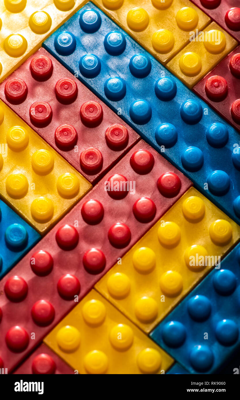 Plastic geometric cubes. Construction toy solid background from ...