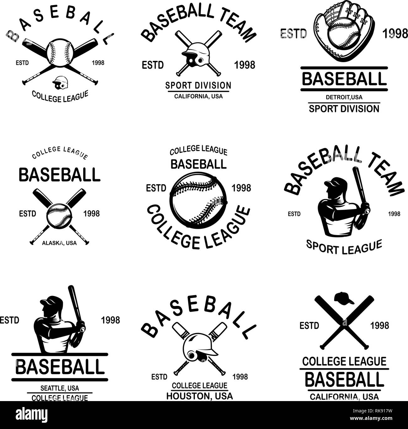 Professional baseball team logo Black and White Stock Photos & Images ...