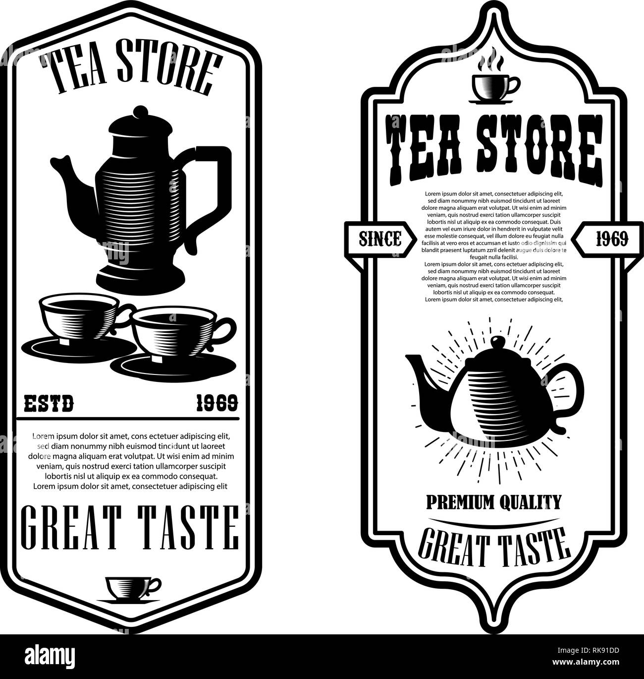Vintage teapot illustration Black and White Stock Photos & Images - Alamy
