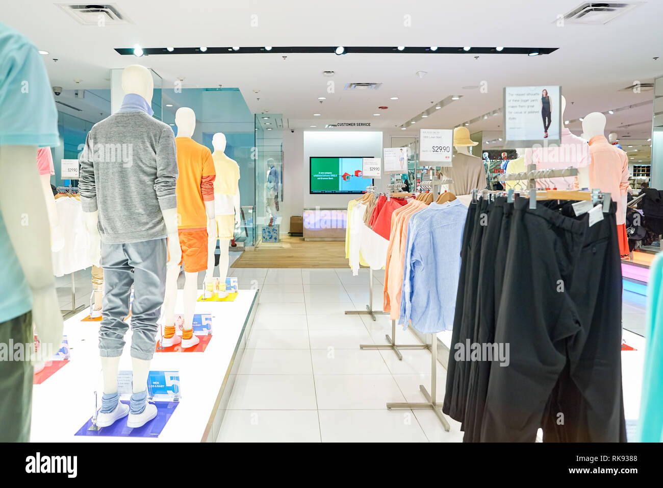 CHICAGO, IL - MARCH 24, 2016: inside of Uniqlo store. Uniqlo Co., Ltd ...
