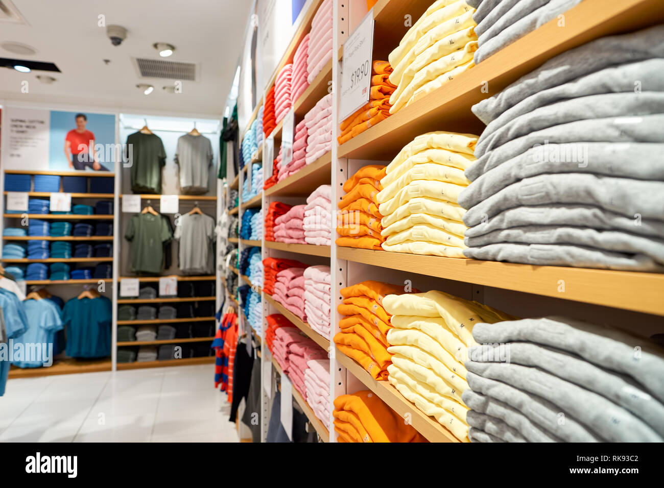 CHICAGO, IL - MARCH 24, 2016: inside of Uniqlo store. Uniqlo Co., Ltd ...