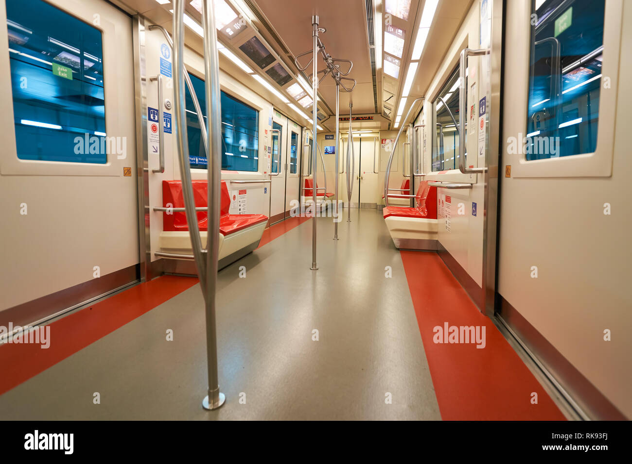 DUBAI, UAE - MARCH 09, 2016: interior of the train at Dubai ...