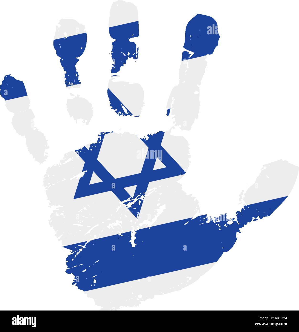 Israel flag and hand on white background. Vector illustration Stock ...