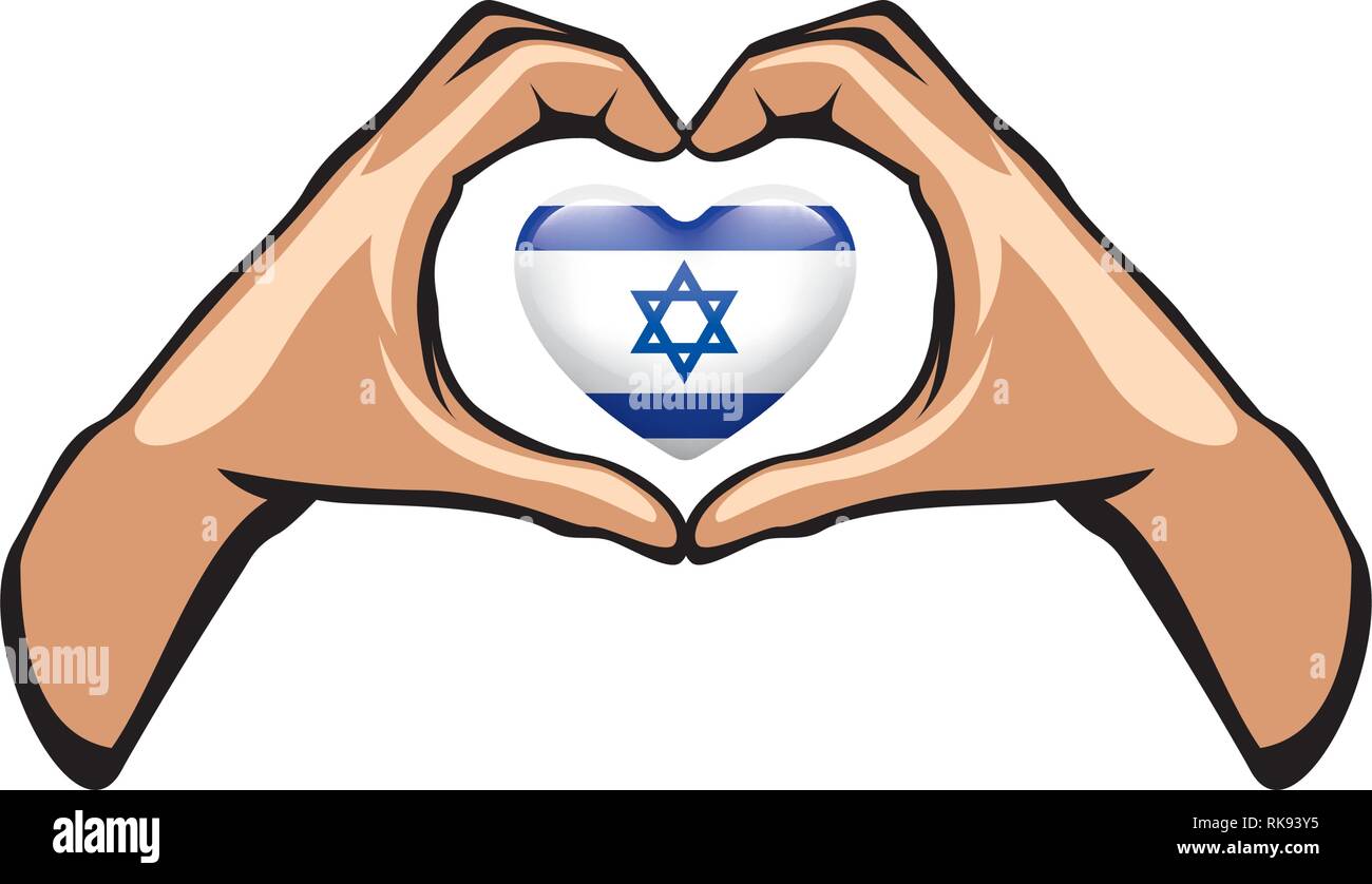 Israel flag and hand on white background. Vector illustration Stock ...