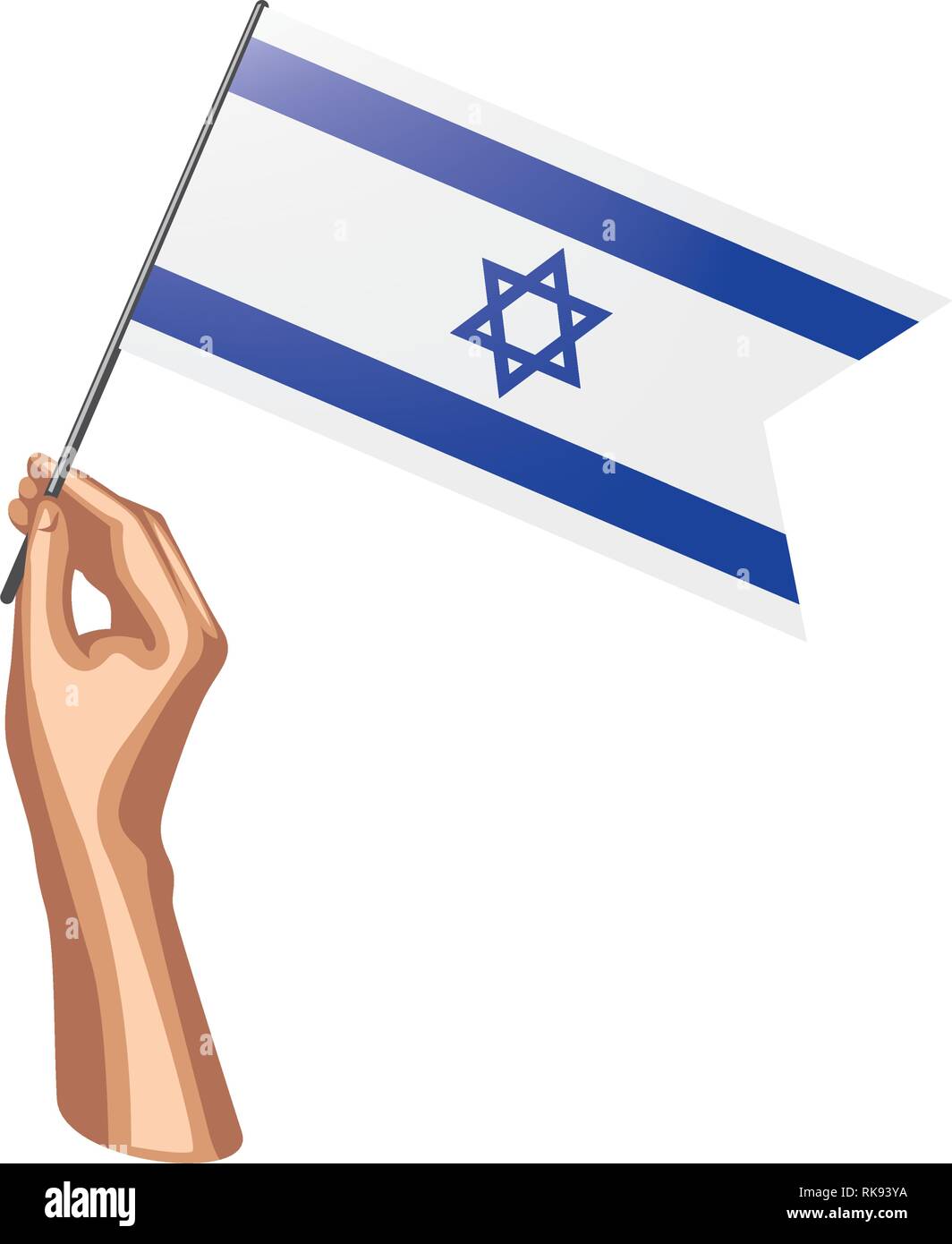 Israel flag and hand on white background. Vector illustration Stock ...