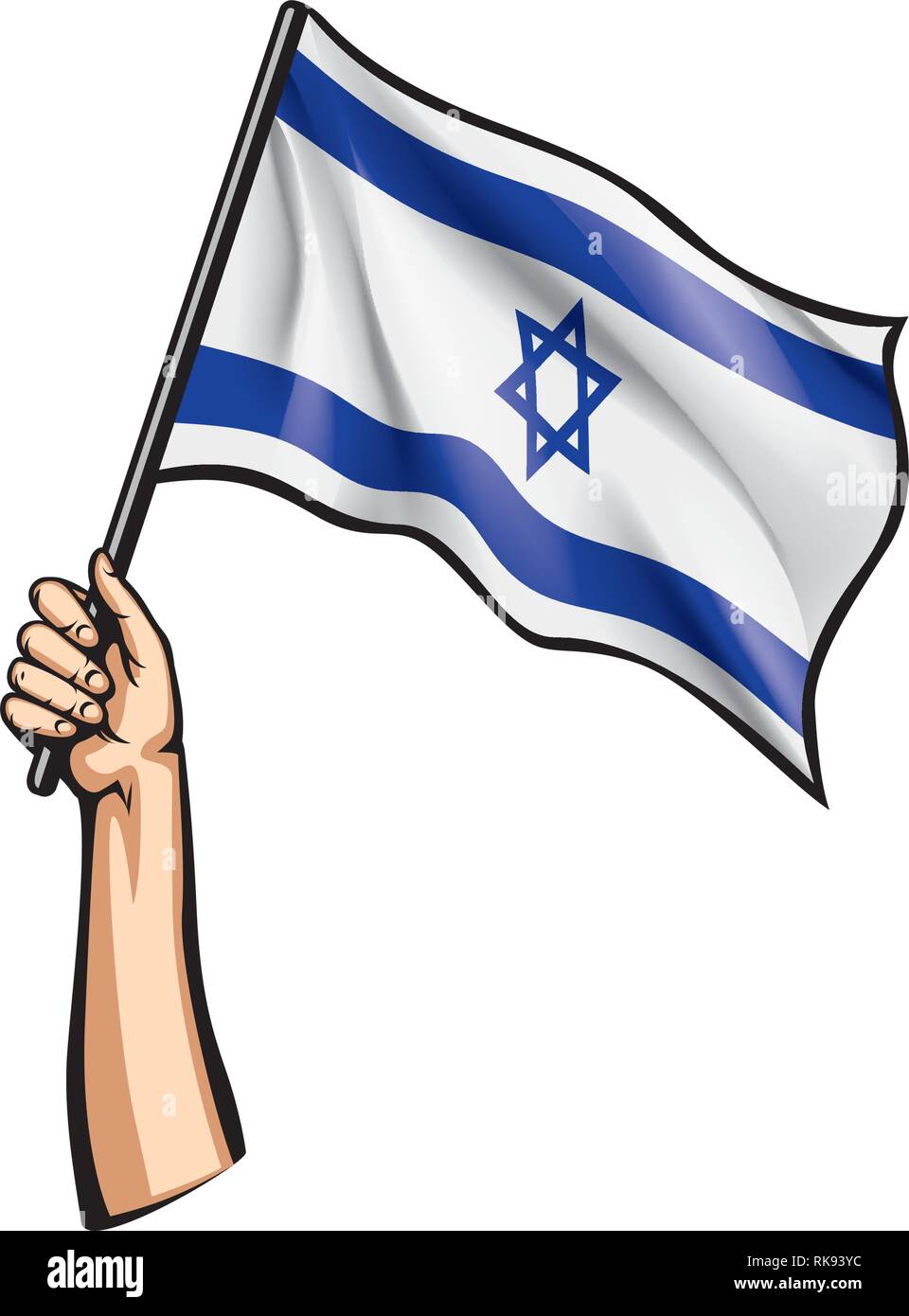 Israel flag and hand on white background. Vector illustration Stock ...