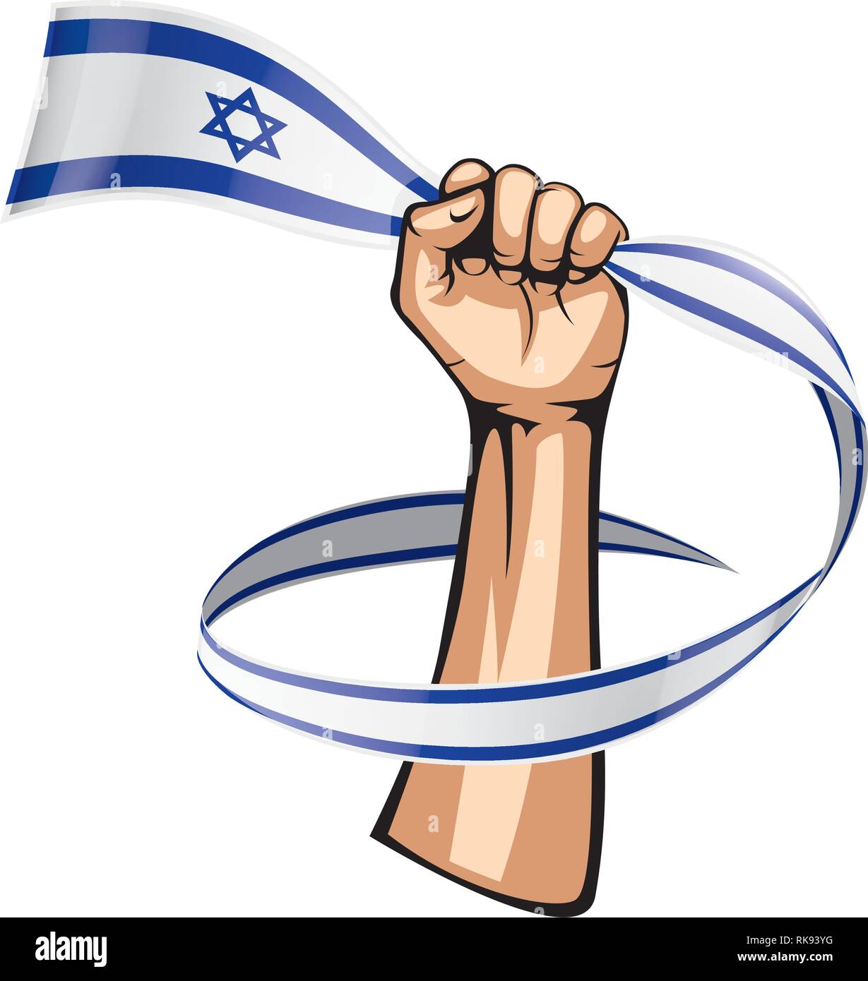 Israel flag and hand on white background. Vector illustration Stock ...